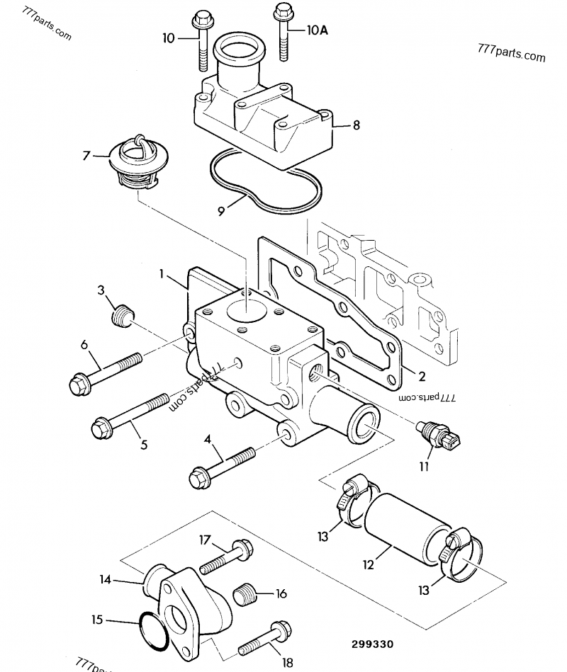THERMOSTAT, HOUSING, INLET & OUTLET, AA BUILD - CONSTRUCTION JCB 506C ...