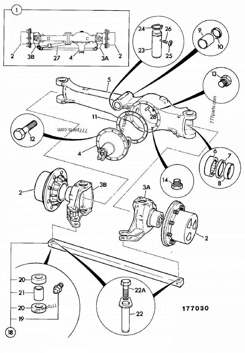 AXLE ASSEMBLY - SD55, FRONT - CONSTRUCTION JCB 210SL (COMPACT BACKHOE ...