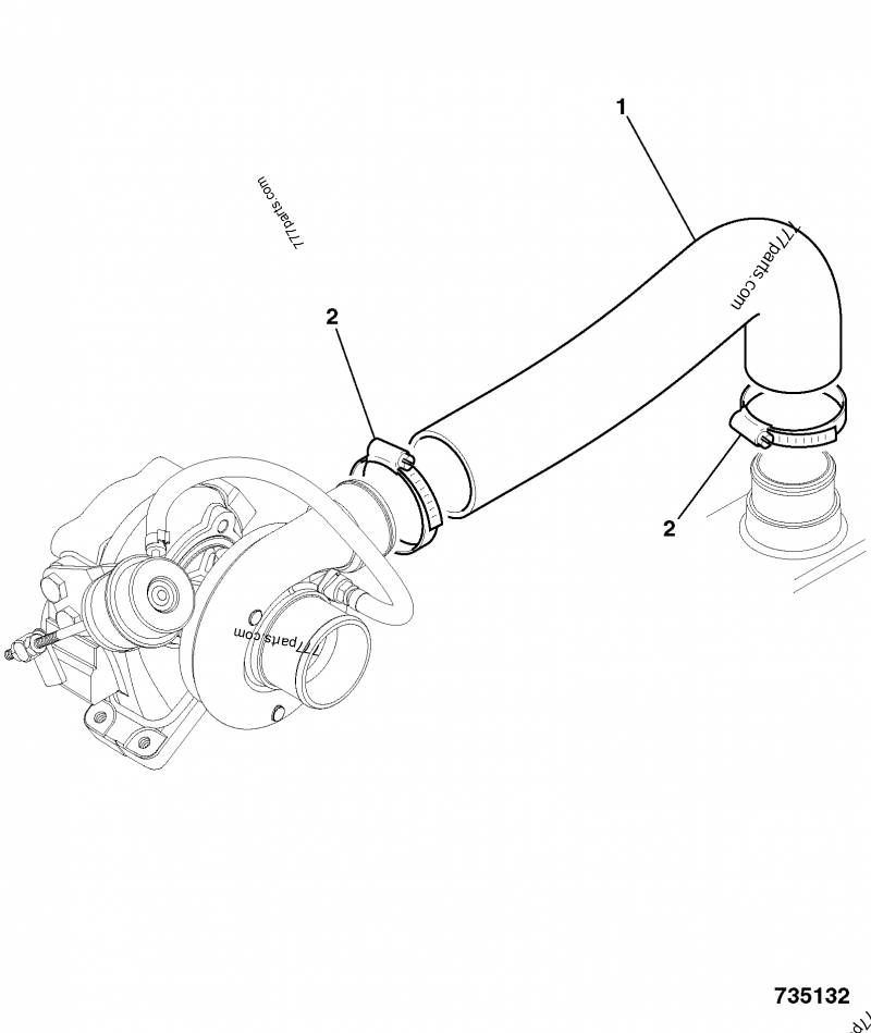 TURBO CROSSOVER TUBE - POWER SYSTEMS JCB 320/40293 (JCB444 4 CYLINDER ...
