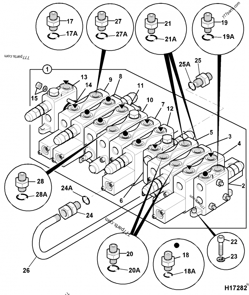 VALVE BLOCK, 9 SPOOL, SERVO - CONSTRUCTION JCB 8015 (MINI EXCAVATOR ...