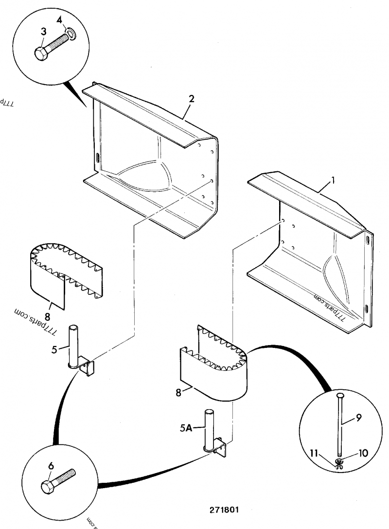 STONE GUARD, HOSE GUIDE, SIDESHIFT REARFRAME - CONSTRUCTION JCB 3CX P/S ...