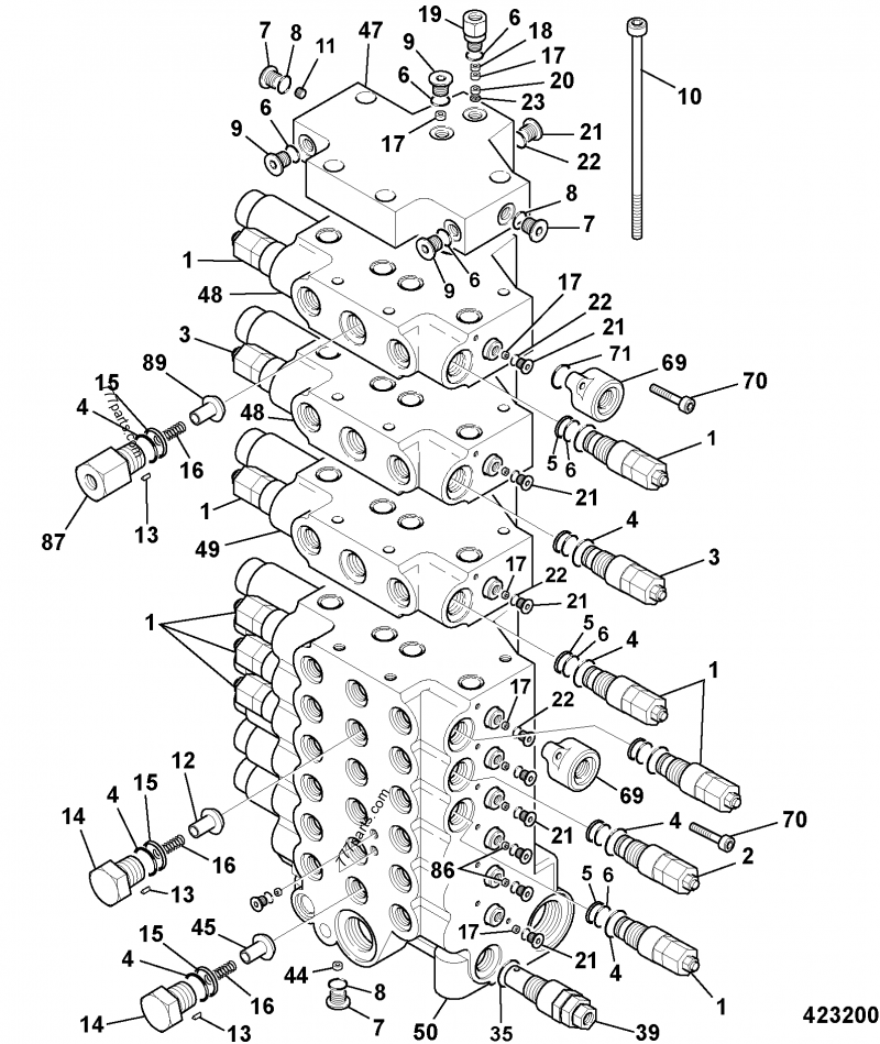 VALVE, CONTROL, COMPONENTS FIG 1, MONOBOOM - CONSTRUCTION JCB JZ70 ...