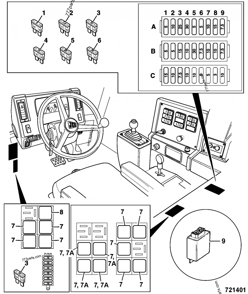 FUSE BOX & RELAYS - CONSTRUCTION JCB 718 (ARTICULATED DUMP TRUCK ...