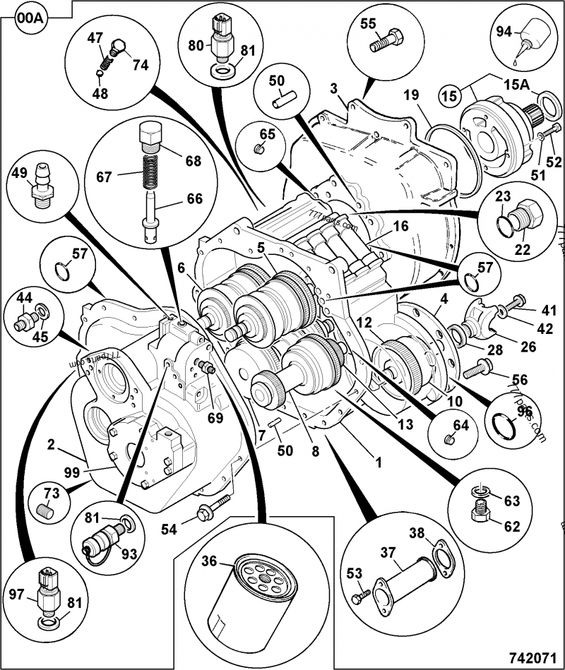 TRANSMISSION,4WD, EXTERNAL COMPONENTS, 3 SPEED,442/00680 - JCB INDIA ...