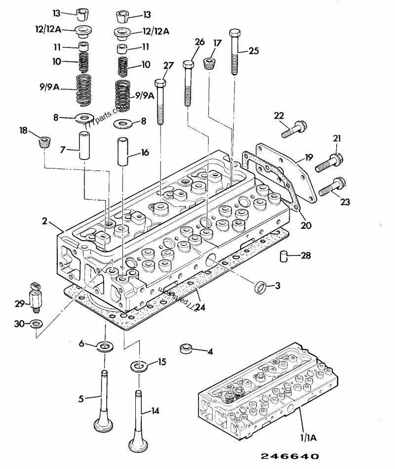 CYLINDER HEAD, AA BUILD - CONSTRUCTION JCB 506C-HL (LOADALL 508C,506C ...