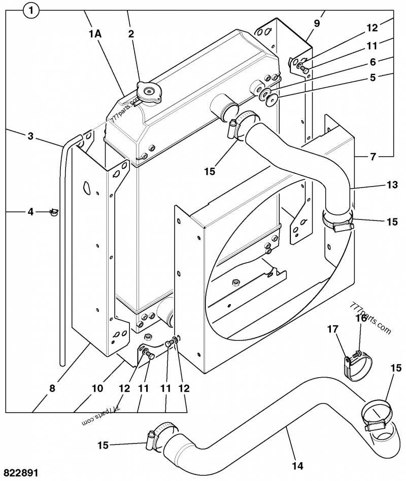 RADIATOR & HOSES - CONSTRUCTION JCB 320/40033 (JCB444 4 CYLINDER ENGINE ...