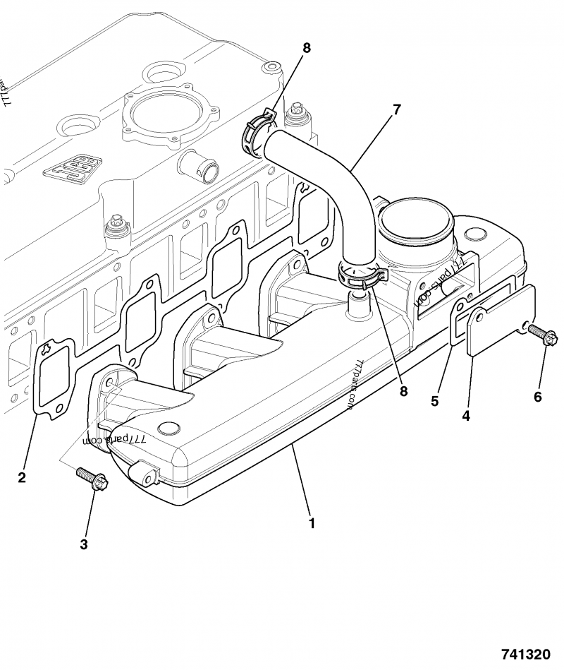 INDUCTION MANIFOLD - POWER SYSTEMS JCB 320/50005 (JCB444 4 CYLINDER ...