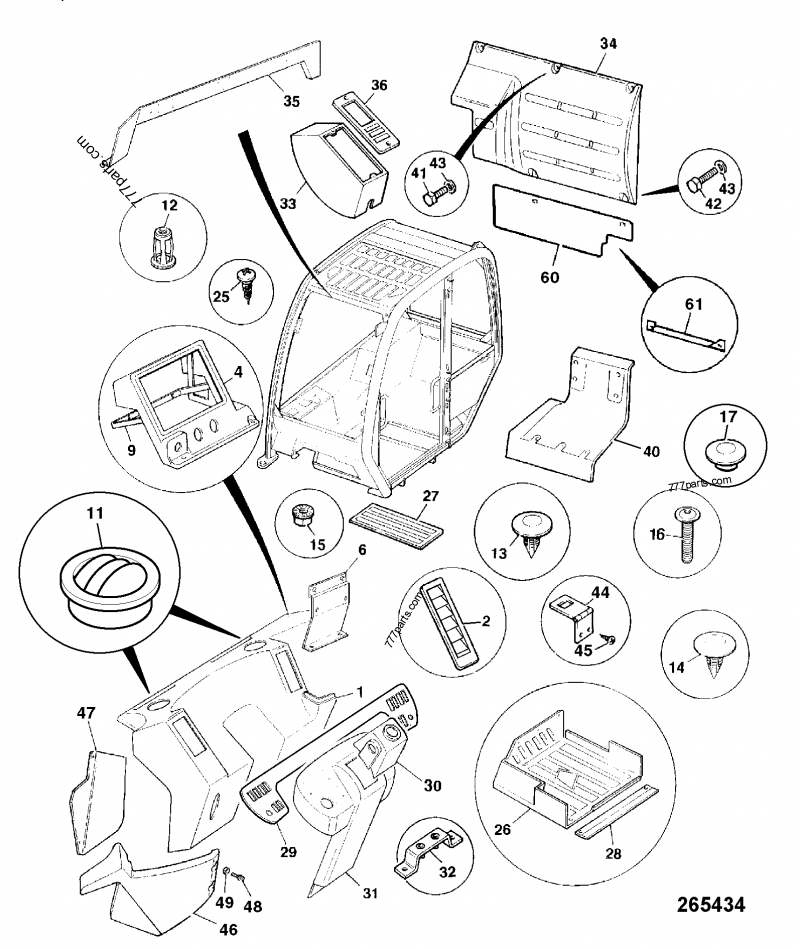 PANEL INSTRUMENT, COVERS & BRACKETS, CAB - CONSTRUCTION JCB 540-170 ...