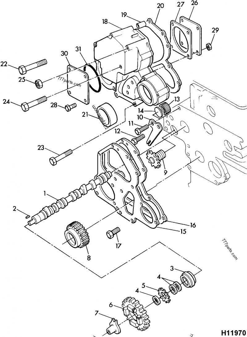 TIMING CASE, CAMSHAFT & GEARS - AGRICULTURAL JCB 801.5 (MINI EXCAVATOR ...