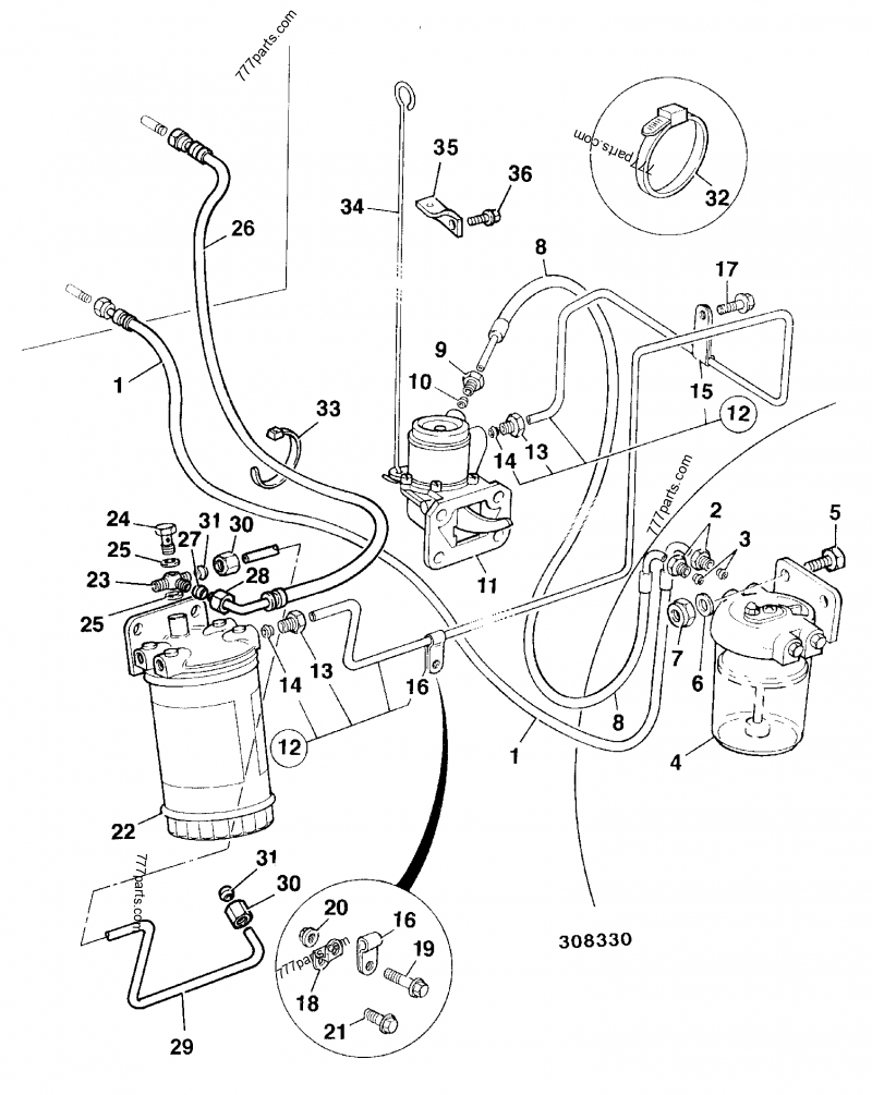 FUEL PIPES, TANK TO FUEL FILTER - JCB INDIA JCB 410ZX (ARTICULATED ...