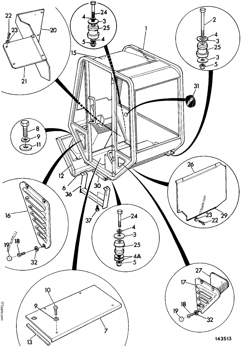 CAB FRAME - CONSTRUCTION JCB 506C-HL (LOADALL 508C,506C & 506C-HL, 9802 ...