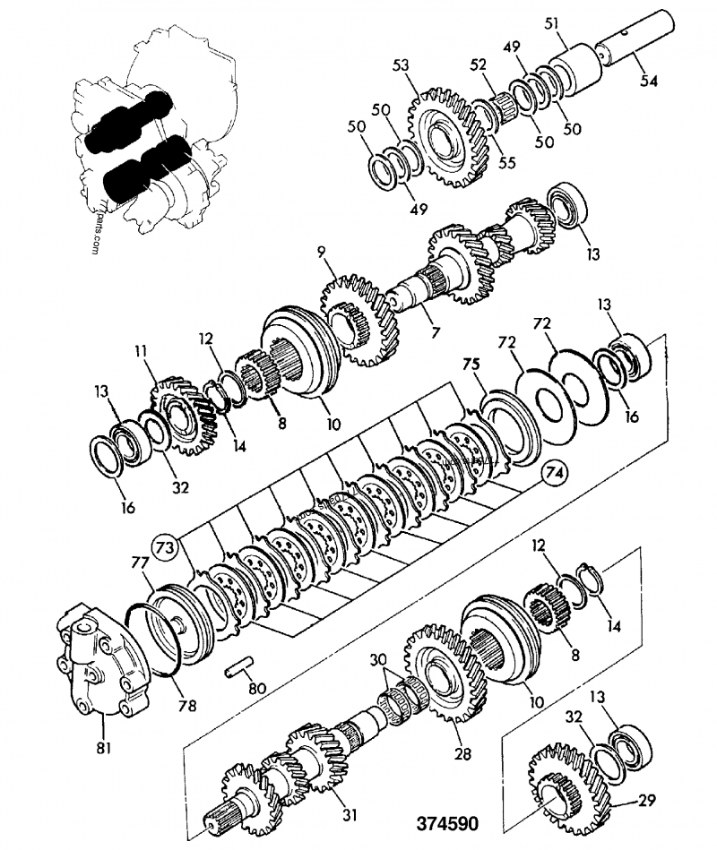 TRANSMISSION, JCB SYNCRO SHUTTLE, COMPONENTS, 30KPH, SD55 ...