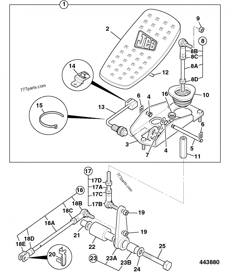 CONTROLS, AUXILIARY VALVE, DETAILS PEDAL AND LINKAGE GEAR PUMP ...
