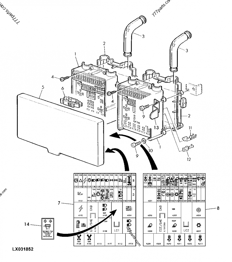 FUSE BOX / SYMBOLS (CAB) - TRACTOR John Deere 6310 - TRACTOR (6110 ...