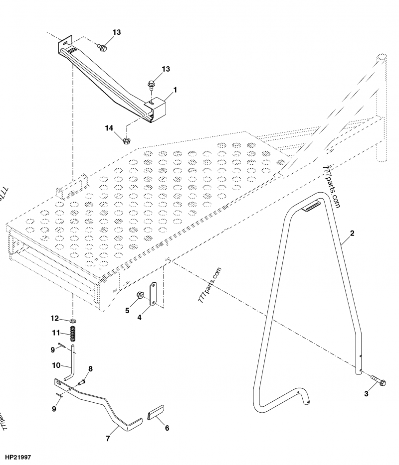 REAR LADDER LANDING LATCH ARM AND HANDRAIL - COMBINE John Deere S560 ...