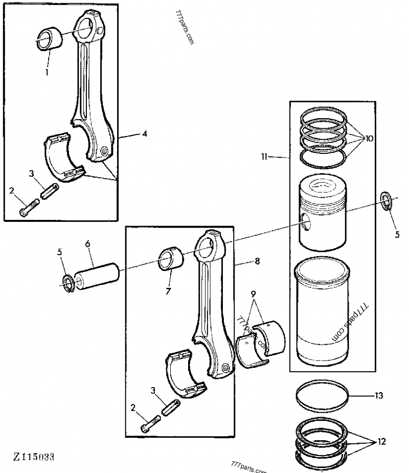 PISTON/CONNECTING ROD/CYLINDER LINER [01B05] - COMBINE John Deere ...