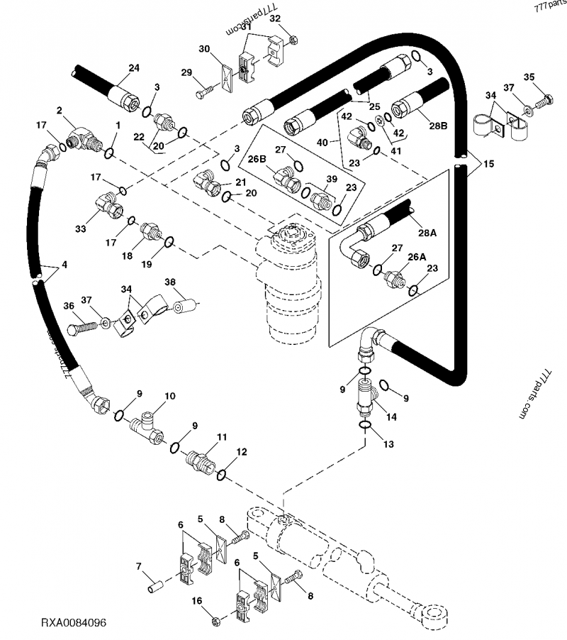 Steering Valve Lines (W/O AutoTrac™) - ENGINE, POWERTECH John Deere 8.1 ...