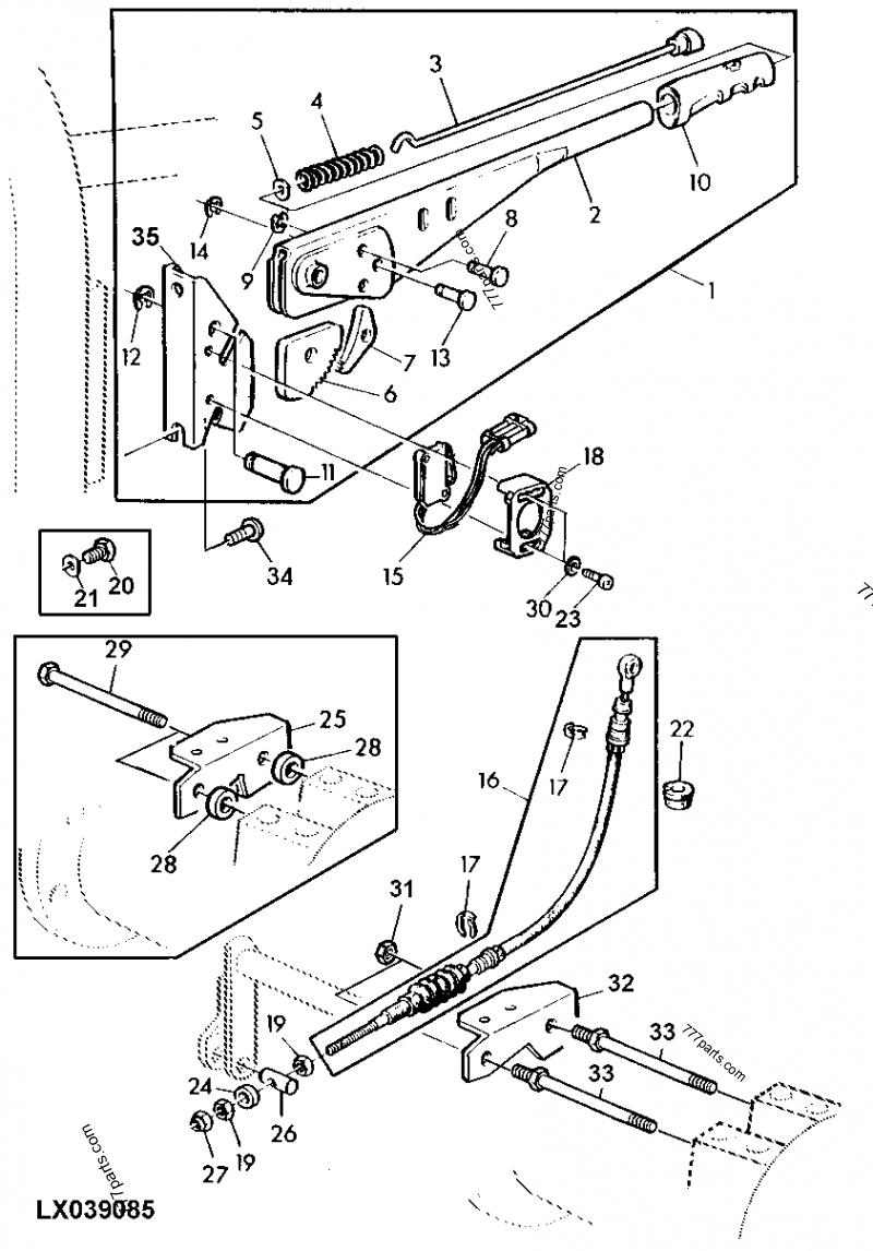 HANDBRAKE, BOWDEN CABLE (WITH CAB) - ENGINE, POWERTECH John Deere 4.5L ...