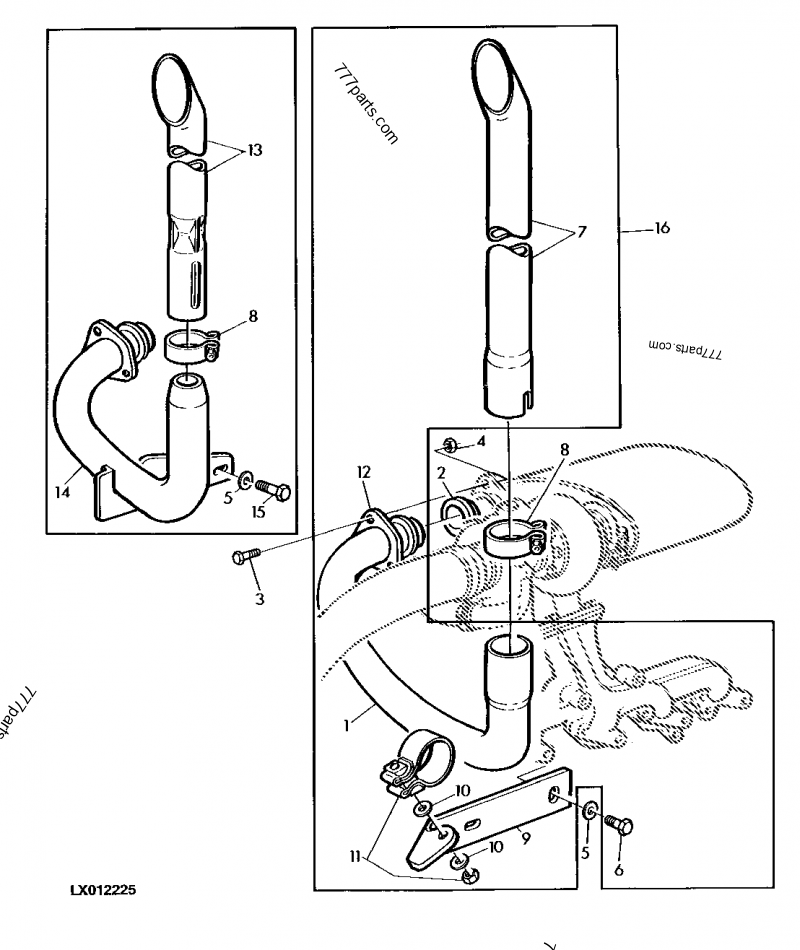 EXHAUST SYSTEM (VERTICAL STACK, LEFT HAND SIDE) - TRACTOR John Deere ...