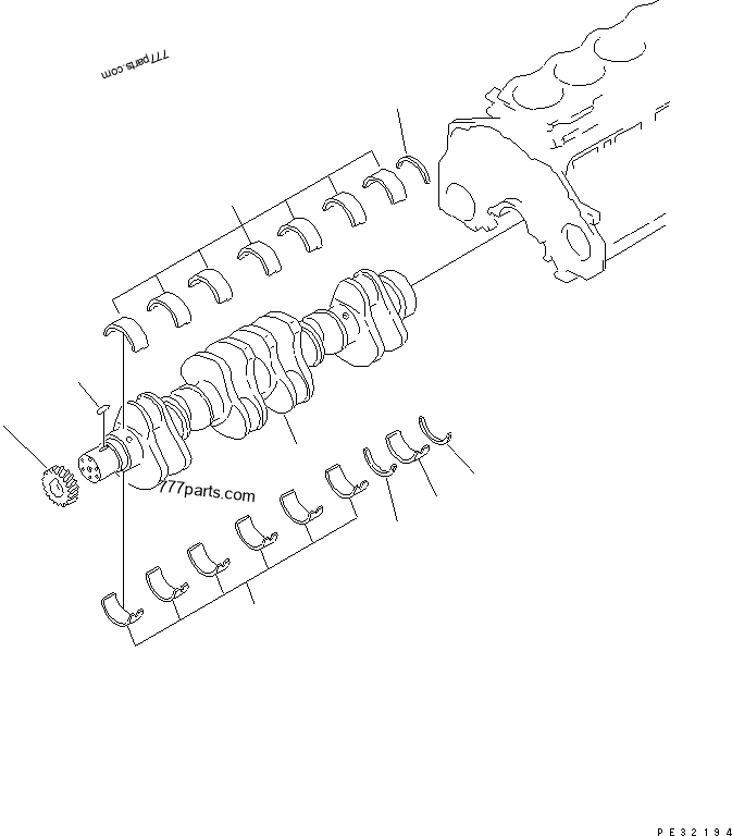 CRANKSHAFT(#47990-63162) - Engine Komatsu 6D125-1AM | 777parts.com