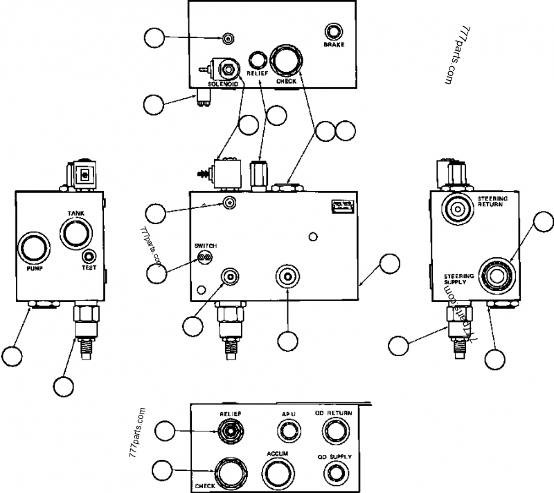 BLEEDDOWN MANIFOLD VALVE ASSM - 1 (PB9774) - Trucks Komatsu AFE47-B/D ...