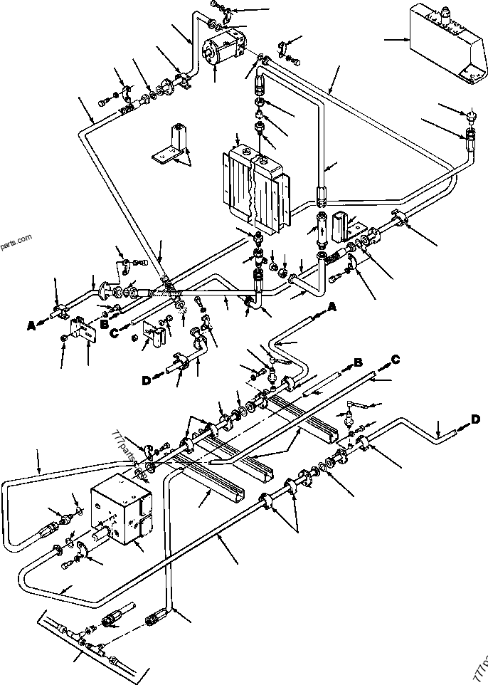 AWD BASIC HYDRAULICS PUMP TO HIC VALVE - Motor Grader Komatsu GD650A/AW ...