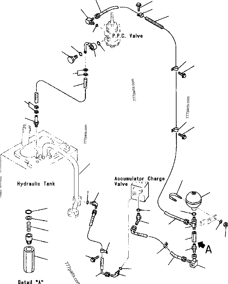 HYDRAULIC PIPING PPC VALVE LINE - ACCUMULATOR CHARGE VALVE TO PPC VALVE ...