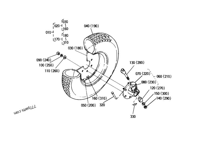 REAR WHEEL (31 X 13.5-15) - B, BX Series Kubota B7200HSTE | 777parts.com