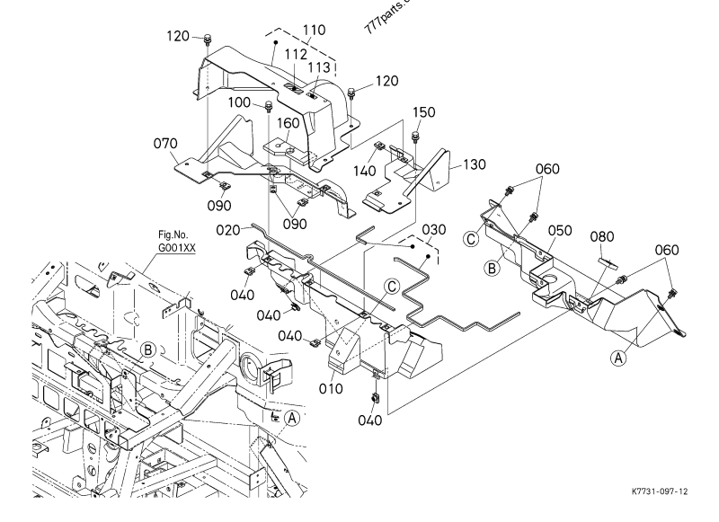 CENTER COVER (FRONT) - Utility Vehicle Kubota RTV-X1100CR | 777parts.com
