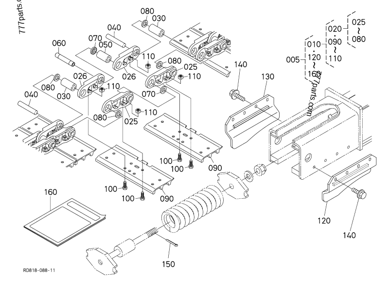 CRAWLER KIT (IRON CRAWLER 450mm TYPE) (W/G No.K7482A) [OPTION] - Excavator (K/KH/KX/U Series ...