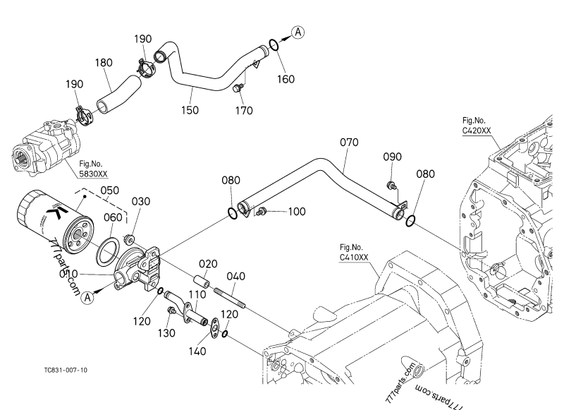 HYDRAULIC OIL LINE (INLET) - L Series Kubota L4802HST | 777parts.com