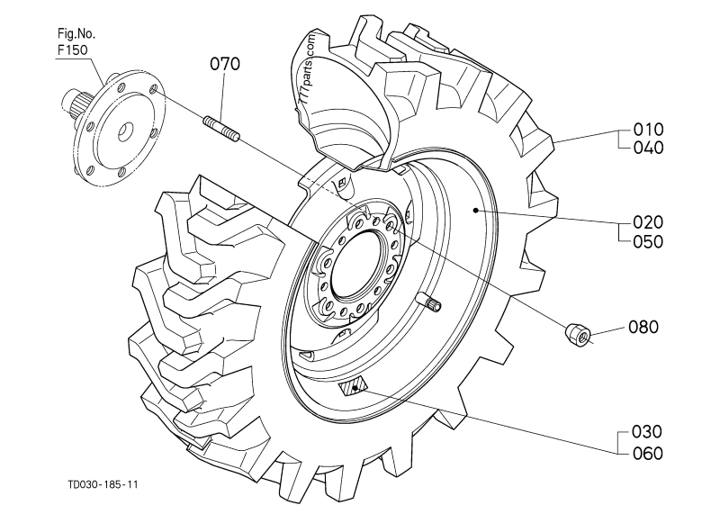 FRONT WHEEL(10.0-16.5) - L Series Kubota L4630DT/GST (C)/HST | 777parts.com