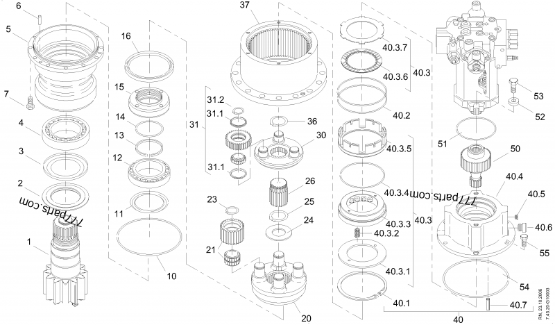 7.45.20 Slewing gear, piece parts - FUCHS Terex MHL340 (MHL340 D / 1680 ...