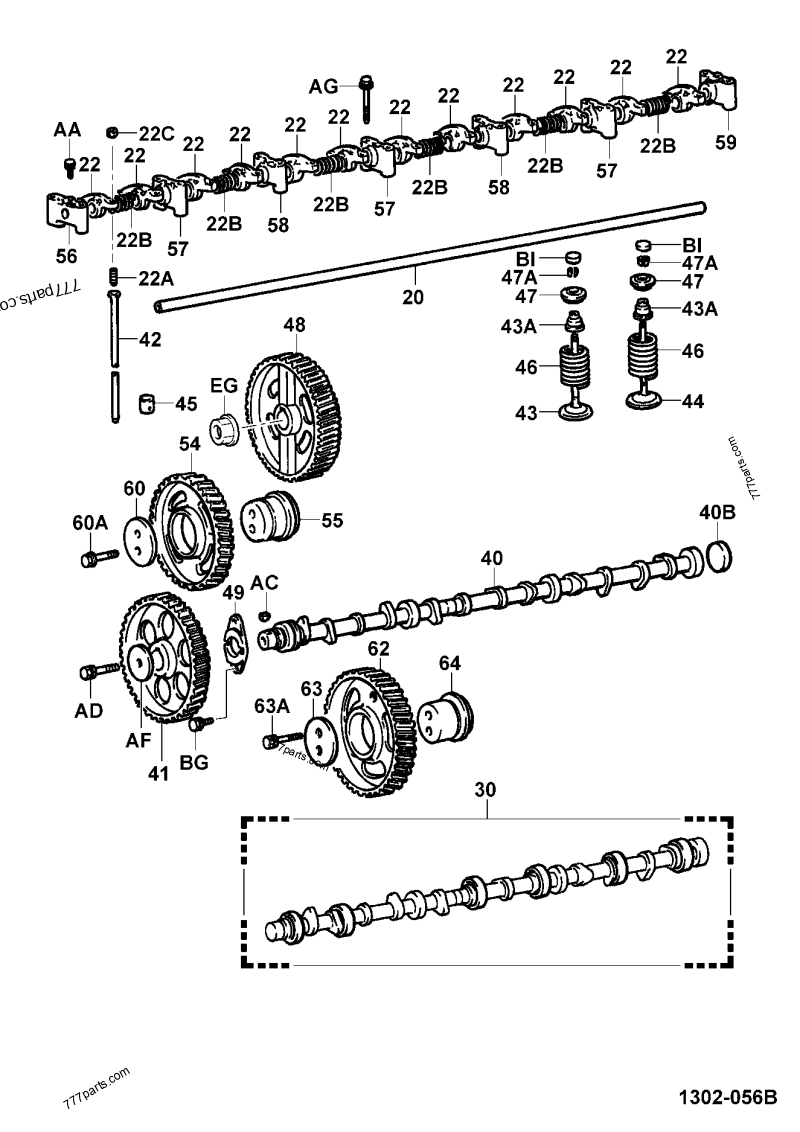 CAMSHAFT & VALVE (0711-1410)14Z - Forklift Trucks (Engine) Toyota 42 ...