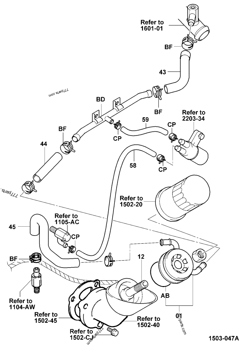 OIL COOLER (1404- )14Z - Forklift Trucks (Engine) Toyota 40-8FD35N (1KD ...