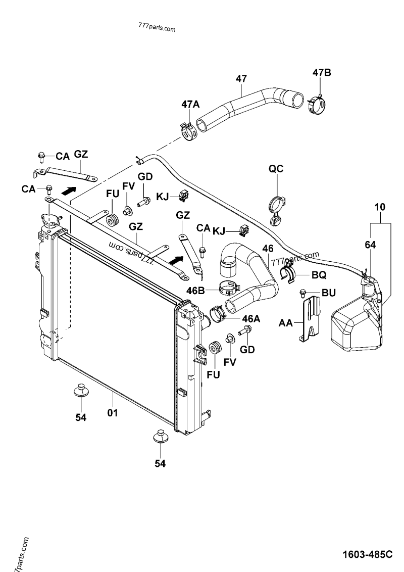 RADIATOR & WATER OUTLET (0608-1410)4Y..MTM [RADIATOR] - Forklift Trucks ...