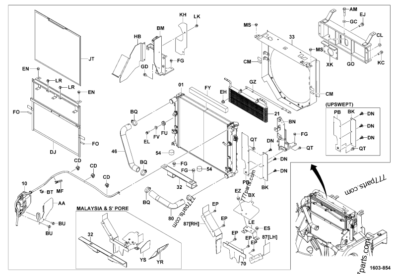 RADIATOR & WATER OUTLET (1603-1805)14Z,1FS..45,50 [RADIATOR MOUNT PARTS ...