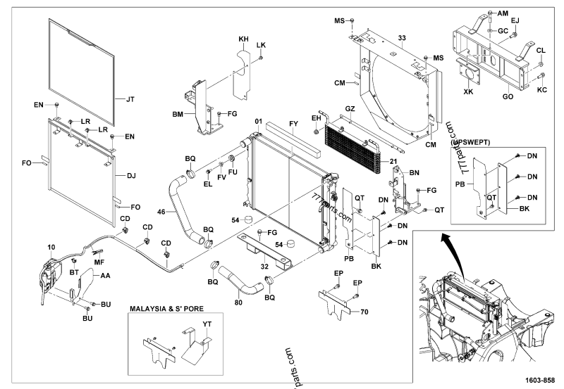 RADIATOR & WATER OUTLET (1603-1612)14Z..60,70,80 [RADIATOR MOUNT PARTS ...