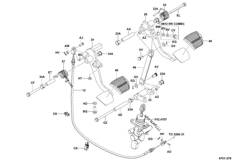 BRAKE PEDAL (1404- ) - Forklift Trucks (Engine) Toyota 40-8FD35N (1KD ...