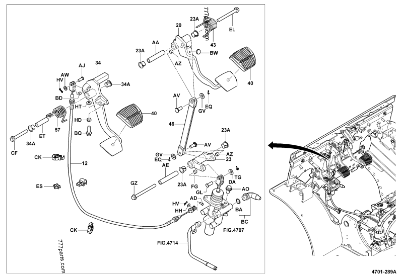 BRAKE PEDAL (1501- )(DELUXE CABIN) - Forklift Trucks (Engine) Toyota 40 ...