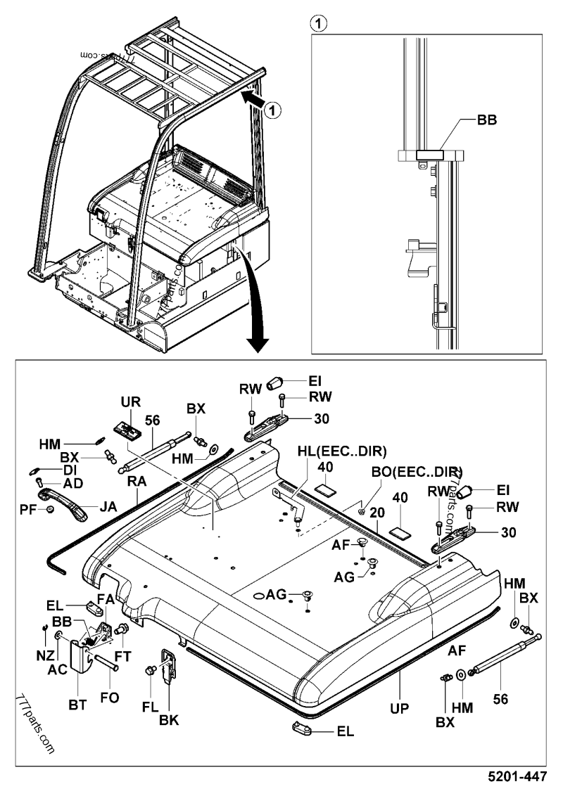 HOOD & HINGE (1607- )(EEC SPEC..DRIVE-IN RACK) - Forklift Trucks ...