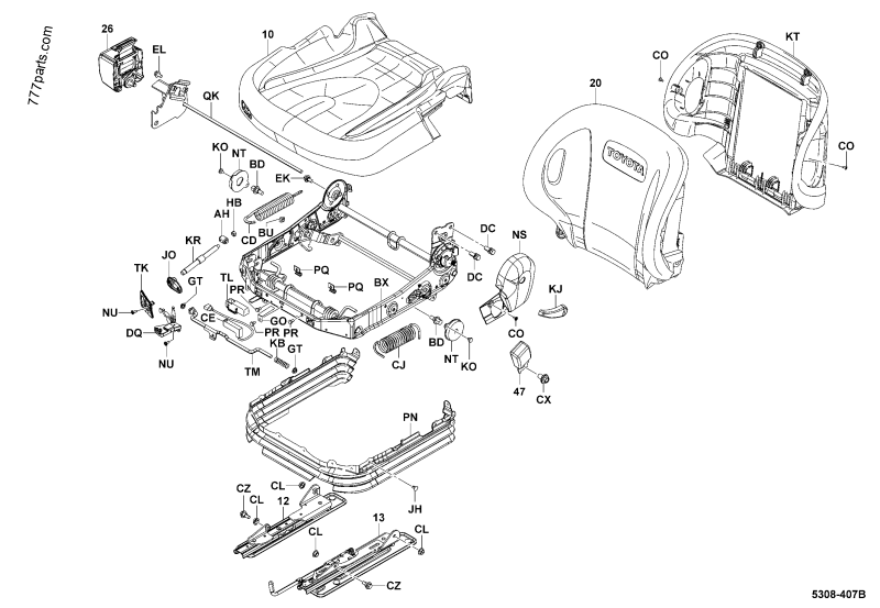 DRIVER SEAT (1102-1712)15,16,18,20,25,30 (JOY STICK) [SEAT INNER PARTS ...