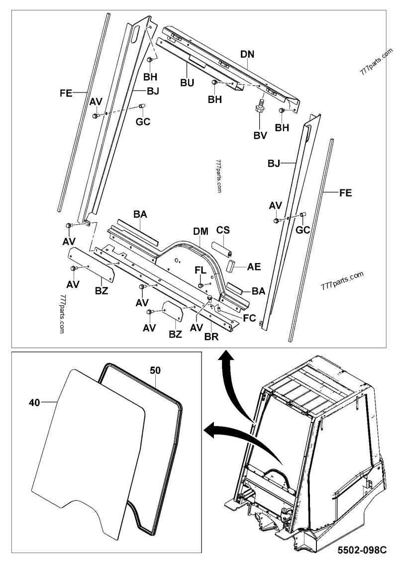 CANVAS CABIN & FRONT GLASS (1102-1712)(C-CABIN WIPER, F GLASS W/WIPER ...