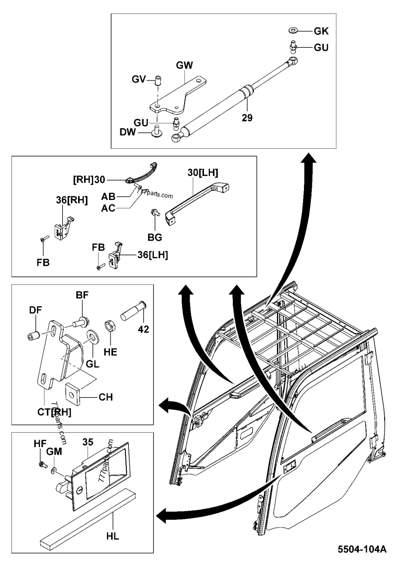 DOOR LOCK (1404-1408)(S-CABIN W/HEAT) [DOOR FUNCTIONAL PARTS ...
