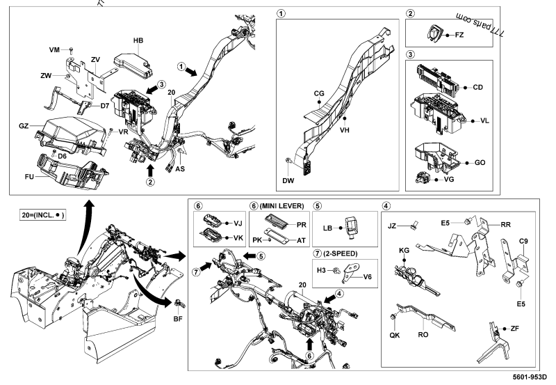 WIRING & CLAMP (1404- )[MAIN] - Forklift Trucks (Engine) Toyota 40 ...
