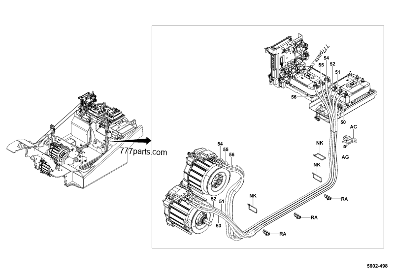 WIRING & CLAMP (1102-1707)20,25,N20 [MOTOR CABLE] - Forklift Trucks ...