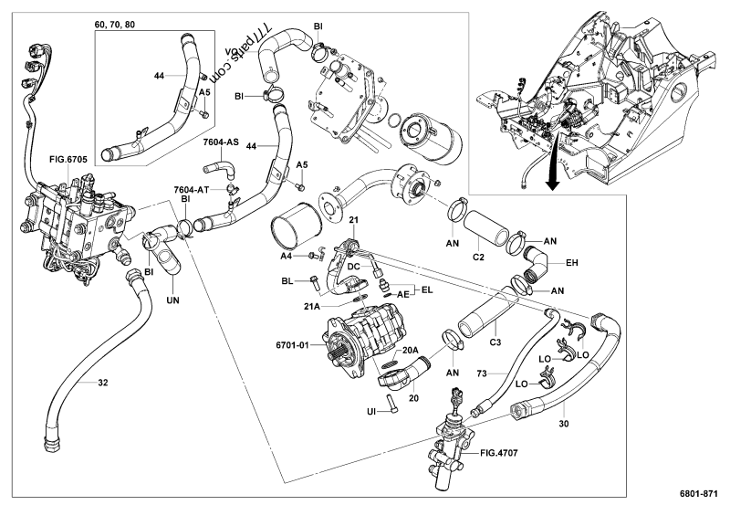 BODY PIPING (1404- )A408,A411,A421,A451 [TANK,C/V,PUMP,B/B] - Forklift ...
