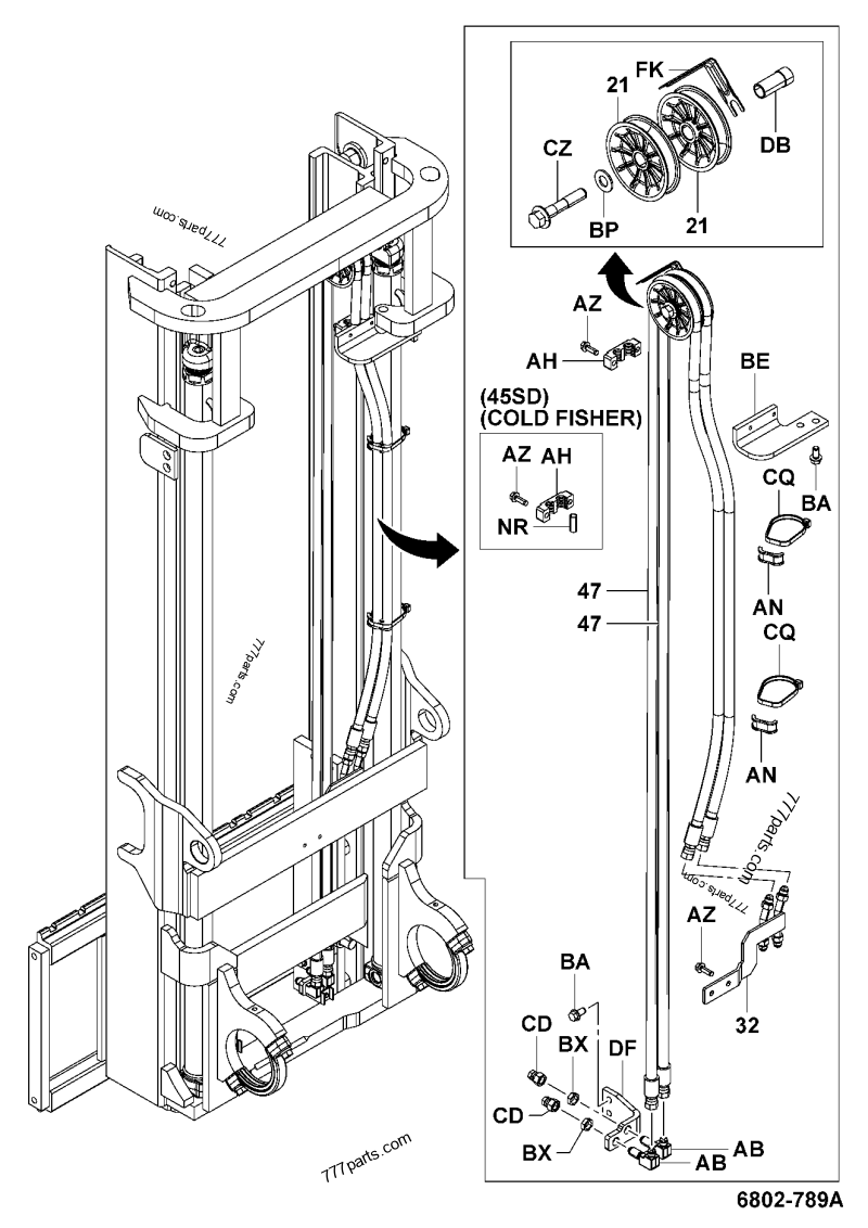 MAST PIPING (1102-1712)A41#..V [MAST PIPING] - Forklift Trucks ...