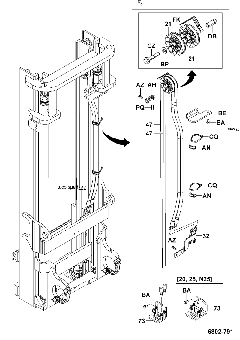MAST PIPING (1102-1712)E62..V [MAST PIPING] - Forklift Trucks (Electric ...