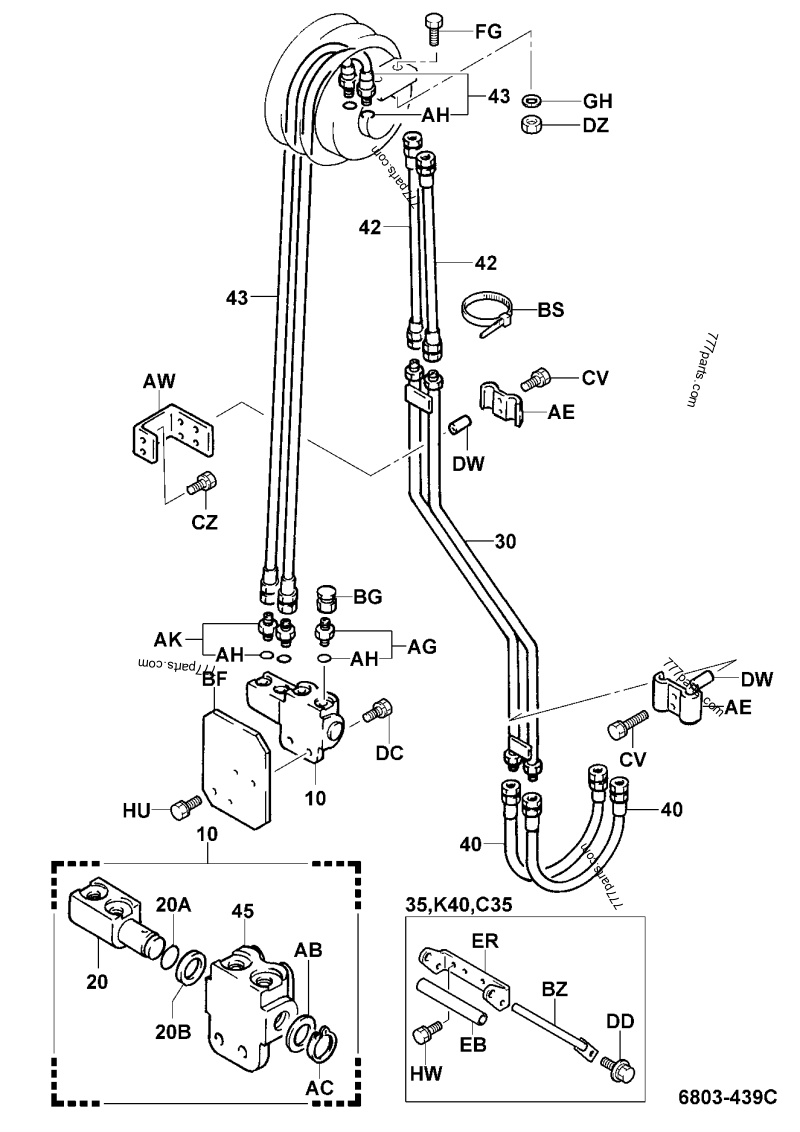 MAST PIPING (0011-1310)A450..FV..35,K40,C35 [RH] - Forklift Trucks ...
